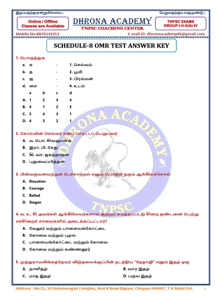 Sch-8 Omr Question Paper | PDF