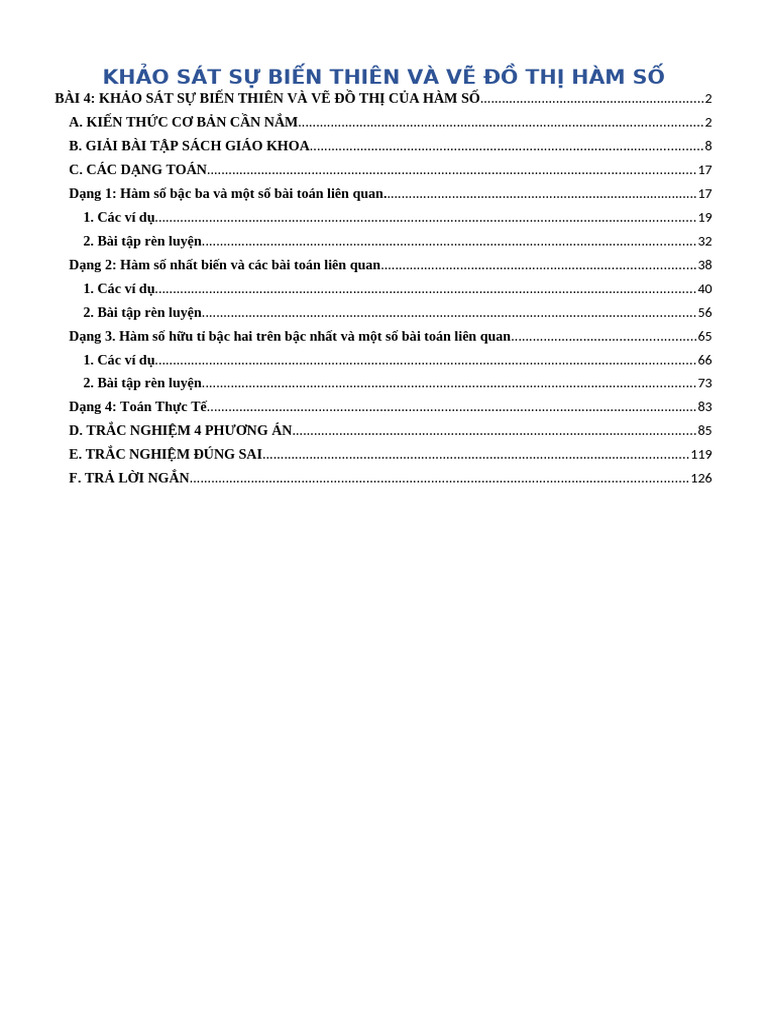 BÀI 4 - KSHS VÀ VẼ ĐỒ THỊ - ĐỀ BÀI - KNTT | PDF