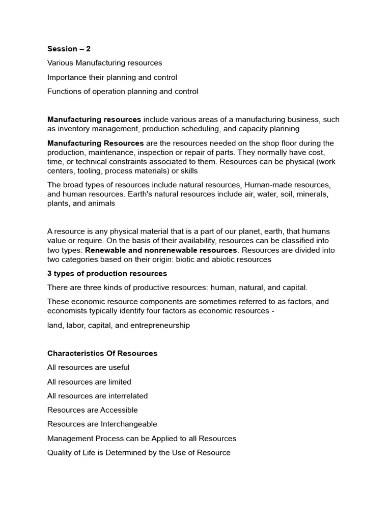 Manufacturing Resource Planning Guide | PDF | Resource | Planning