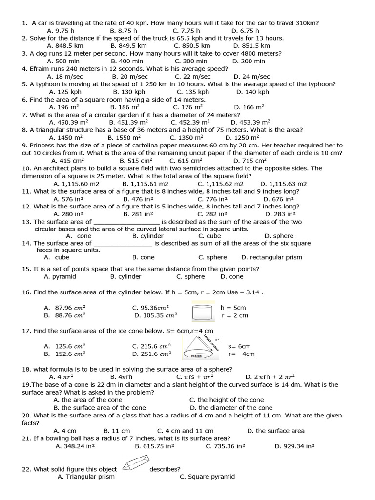 Reviewer Mathematics 3RD Quarter | PDF | Area | Geometry