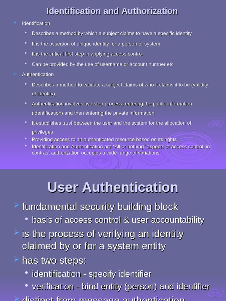 Identification and Authorization | PDF | Password | Public Key Cryptography