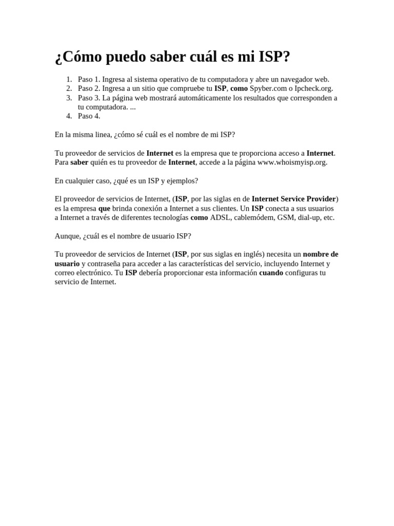 Cómo Puedo Saber Cuál Es Mi ISP | PDF