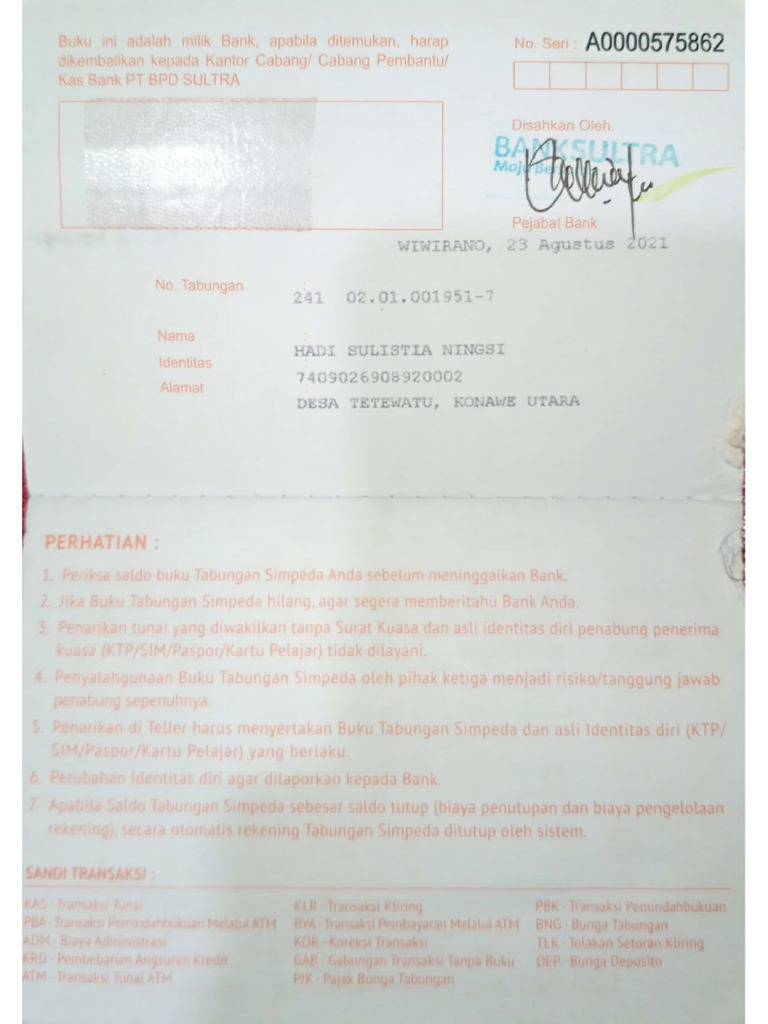 Buku Rekening Hadi | PDF