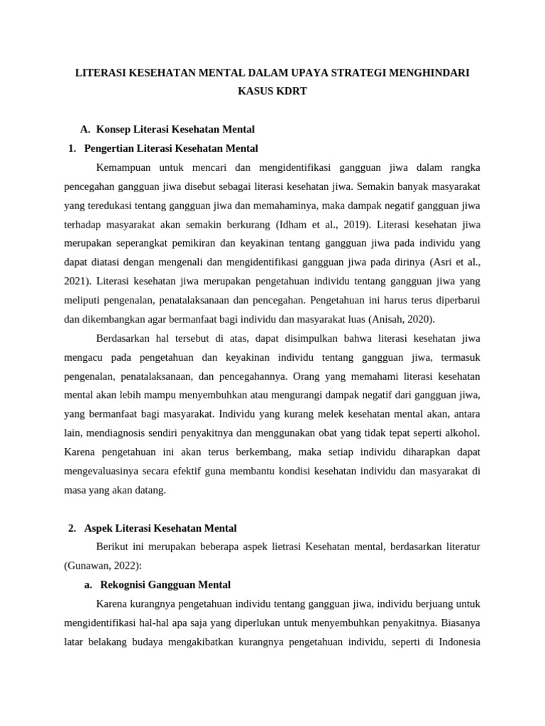 Konsep Literasi Kesehatan Mental | PDF