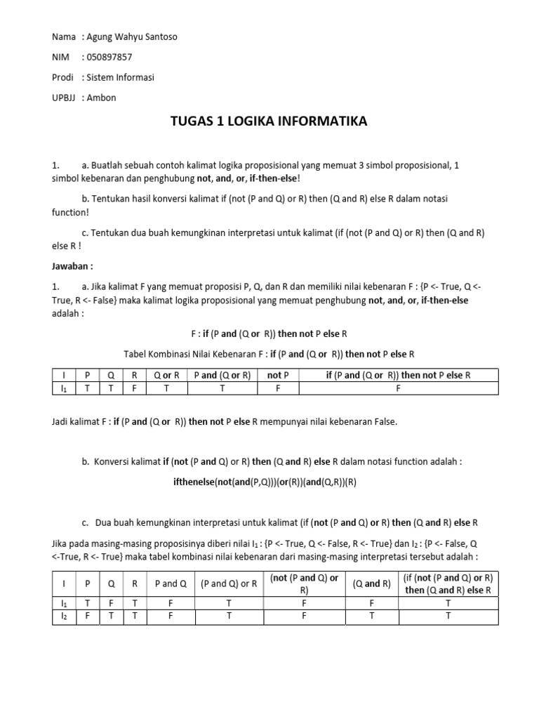 Tugas 1 Logika Informatika Pdf