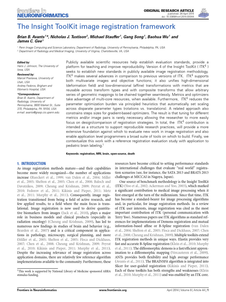 The Insight ToolKit image registration framework | PDF | Gradient ...