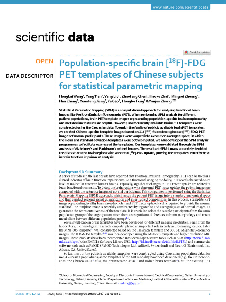 Population-specific brain [18F]-FDG PET templates of Chinese subjects ...