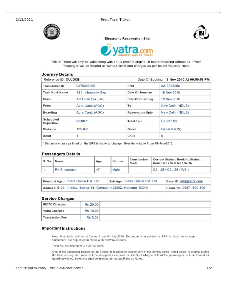 Train Ticket | PDF