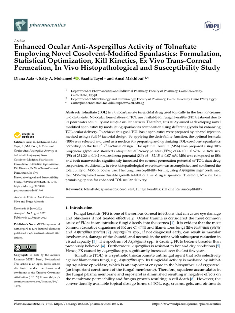2022 Tolnaftate MTD | PDF | Topical Medication | Differential Scanning Calorimetry