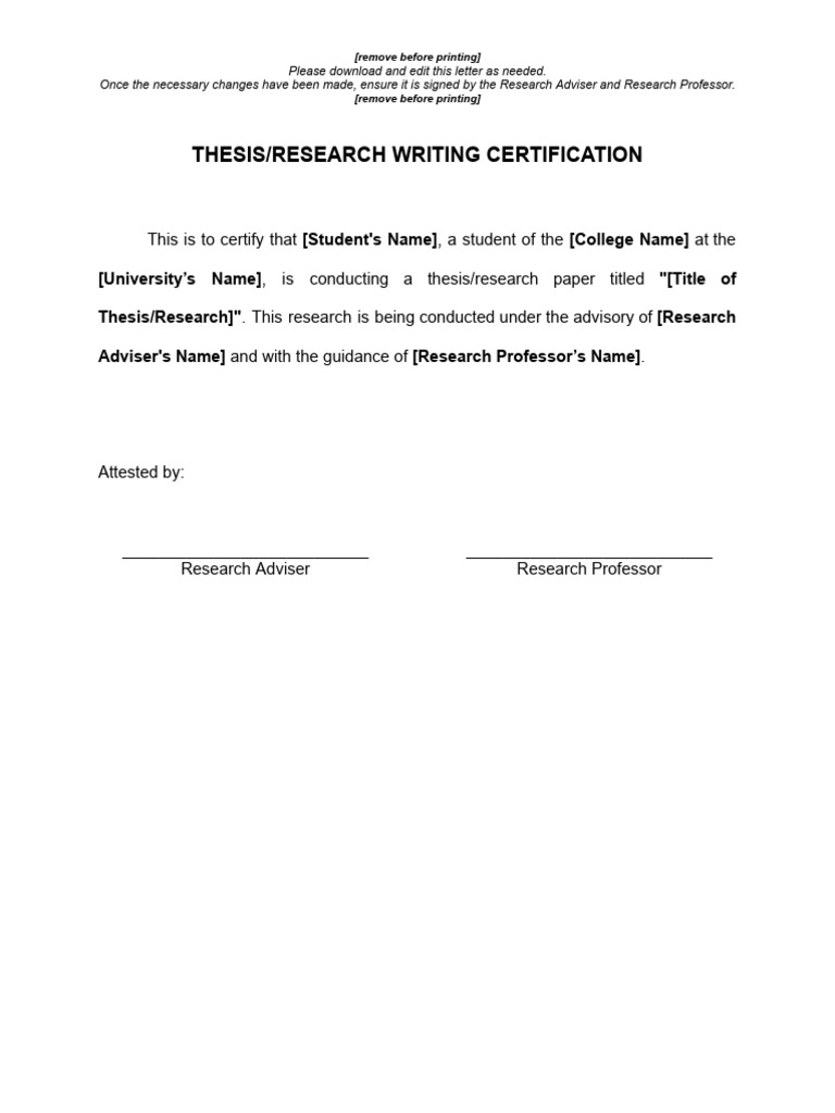 Thesis Research Writing Certification | PDF