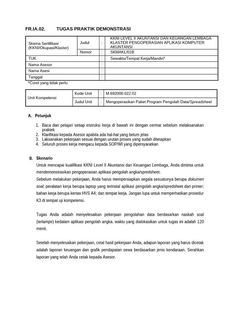 Fr. Ia. 02. B Soal Spredsheet | PDF