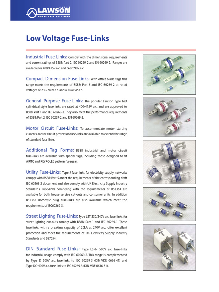 Industrial Fuse-Link Guide | PDF | Alternating Current | Mains Electricity
