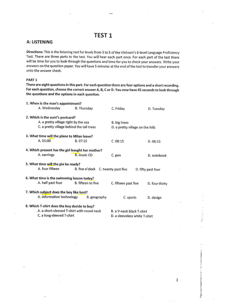 VST Test 1-Nghe | PDF