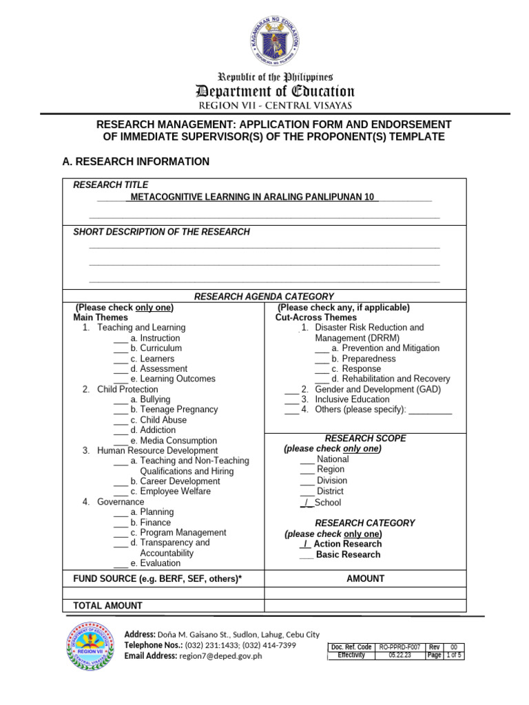 Research Application Form Template | PDF | Emergency Management