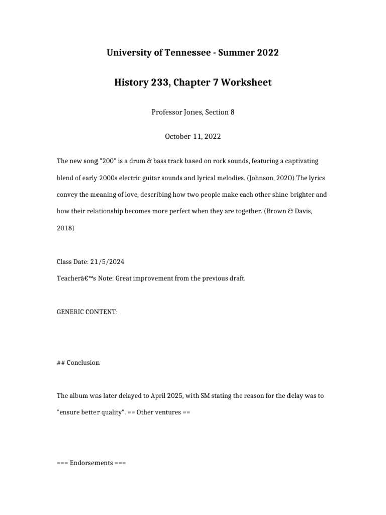 History 233 Chapter 7 Worksheet | PDF