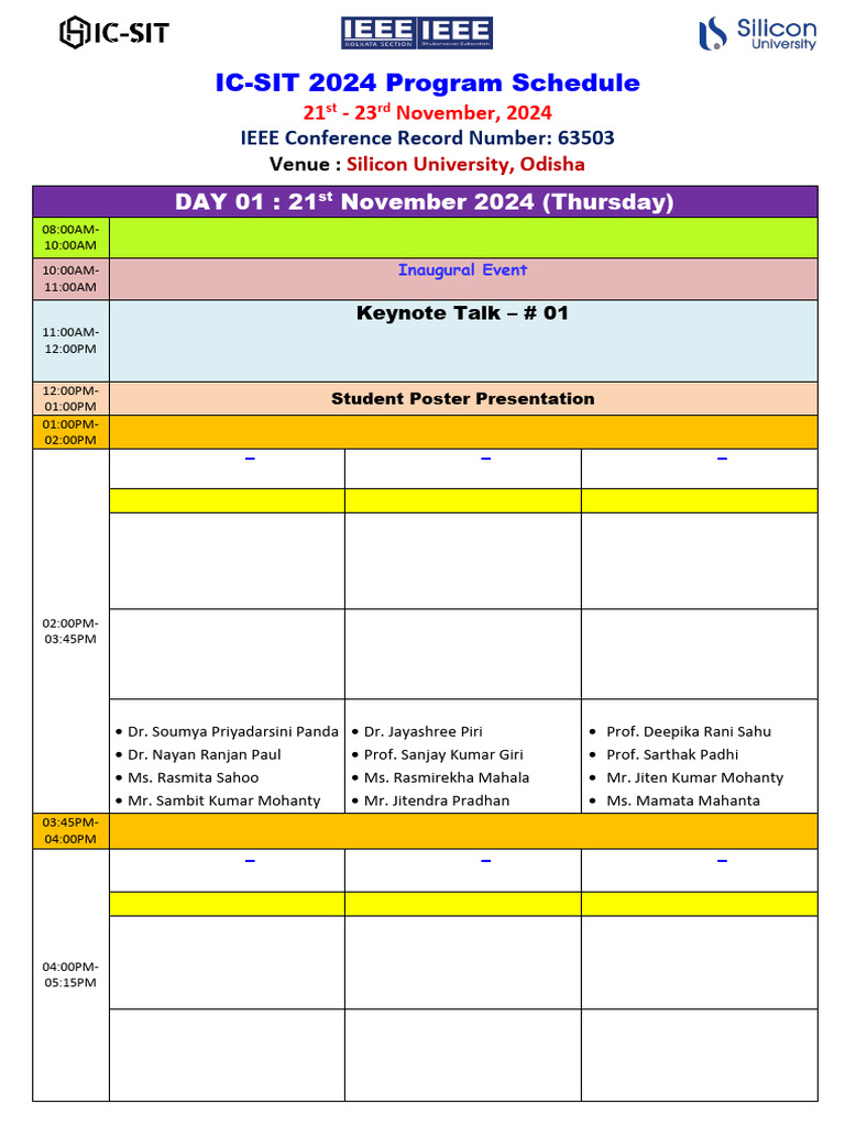 IC-SIT 2024-Program-Schedule | PDF | Deep Learning | Machine Learning
