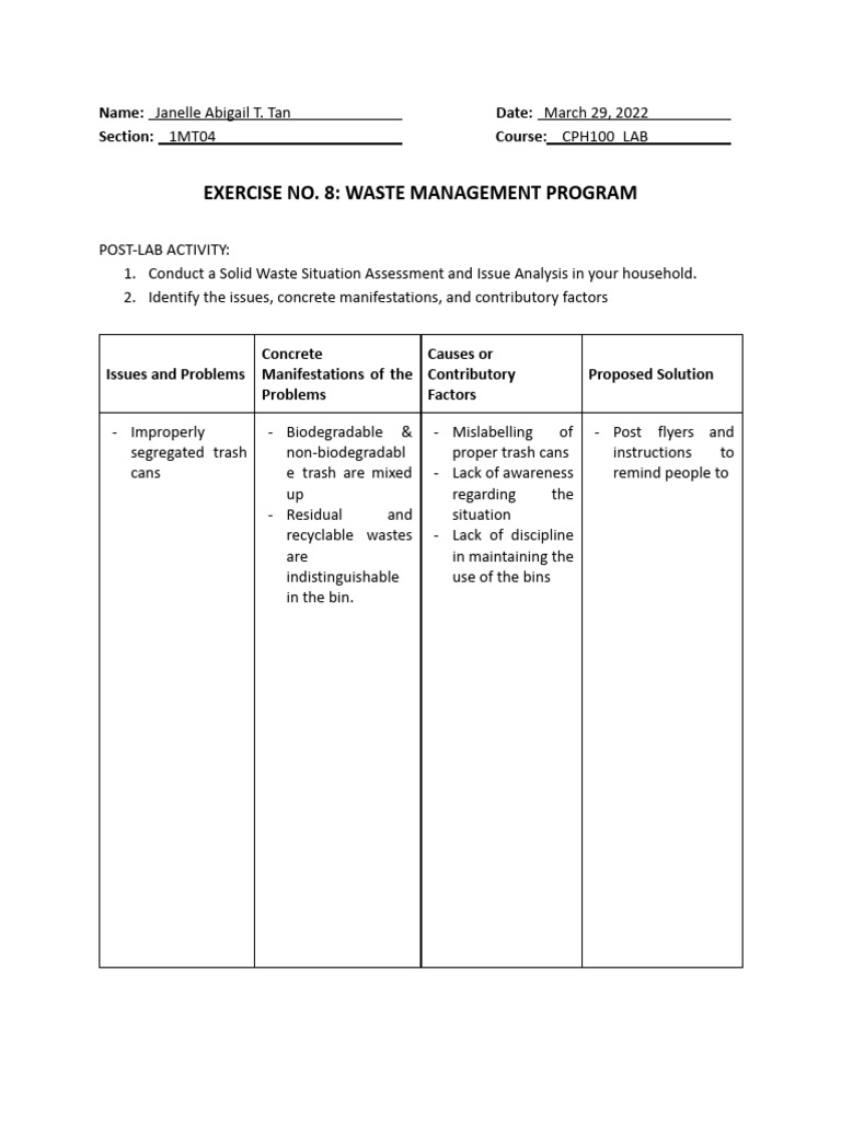 1MT04 - TAN, JANELLE ABIGAIL T. (CPH100LAB Activity8) | PDF | Waste ...