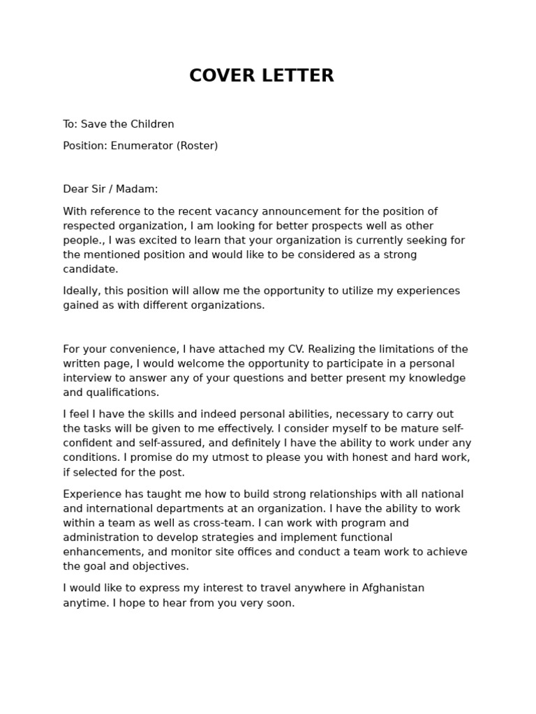 Application for Enumerator Position | PDF