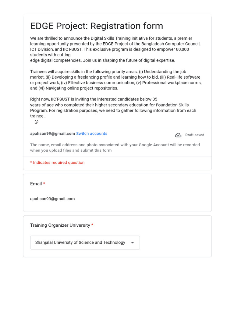 EDGE Project - Registration Form | PDF