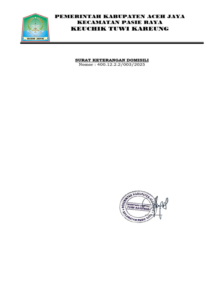 Surat Keterangan Domisili Amiruddin | PDF