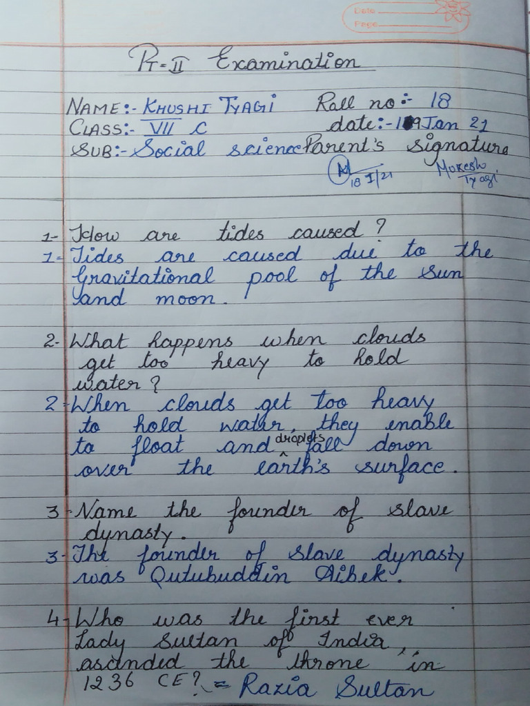 PT II Social Science Examination by Khushi Tyagi 7c | PDF