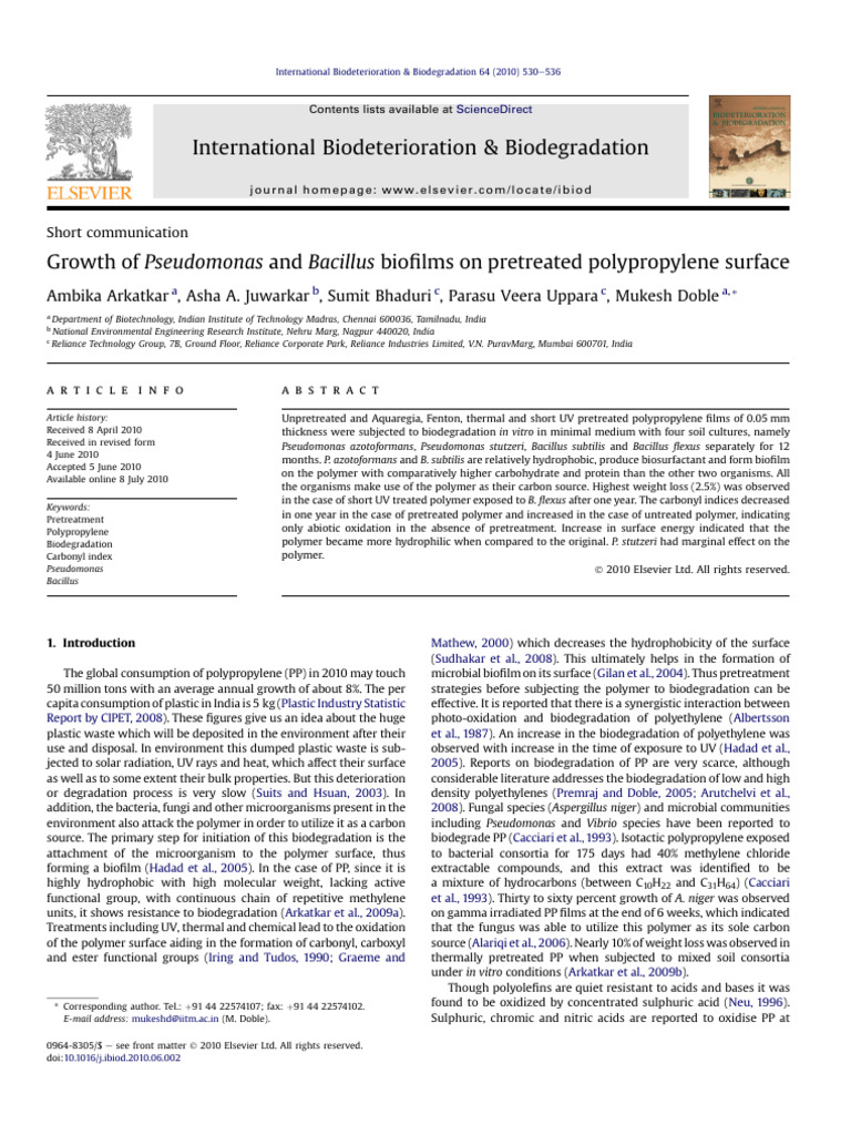 biodegrad of PP2 | PDF | Biodegradation | Biofilm