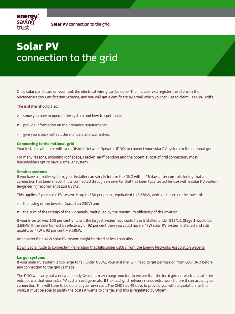 DNO Permissions for Solar PV Connection | PDF | Photovoltaics ...