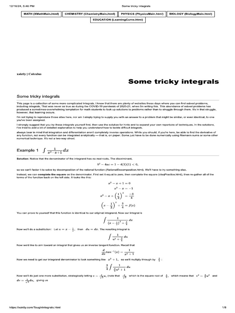 Tricky Integrals | PDF
