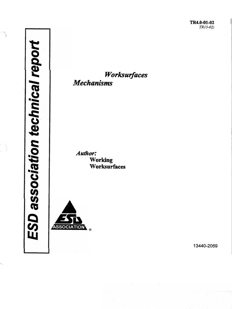 ESD TR4.0!01!02 Survey of Worksurfaces and Grounding Mechanisms | PDF ...