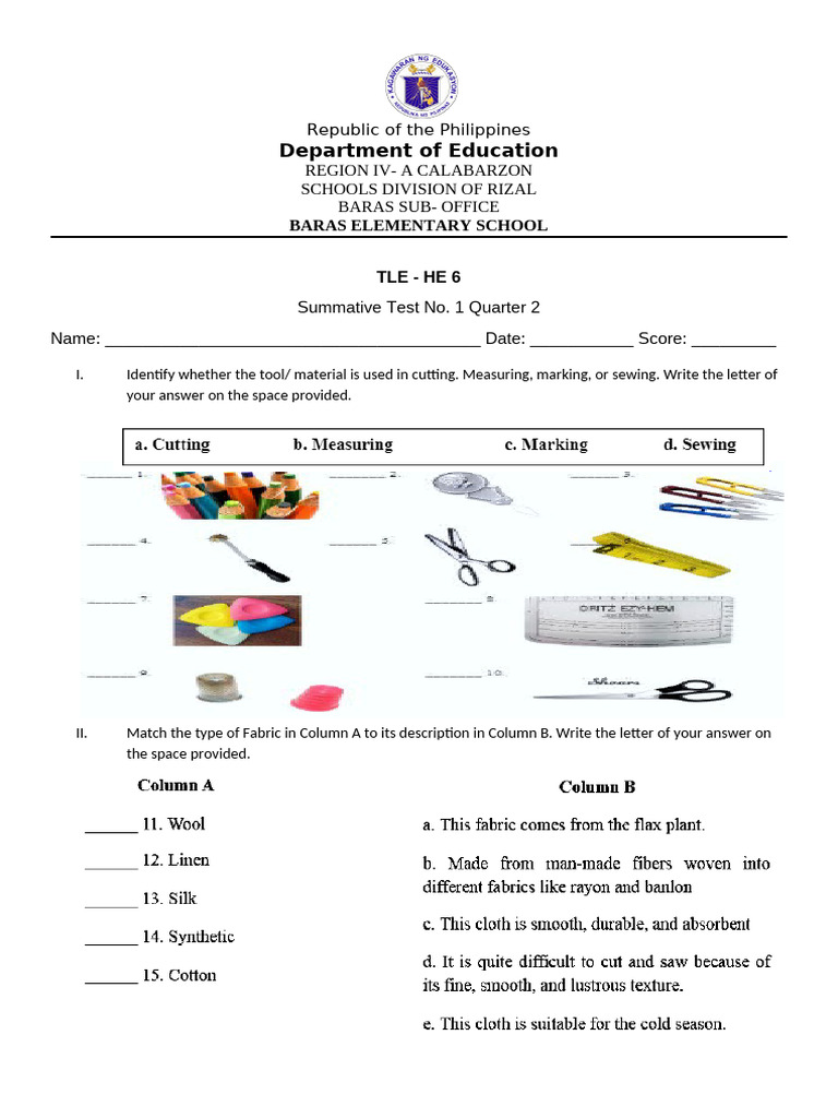 TLE- HE6_ST1_Q2 | PDF