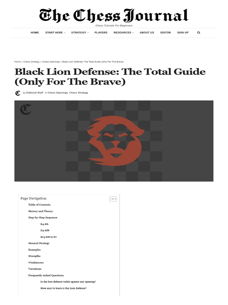 Black Lion Defense - The Total Guide (Only For The Brave) | PDF | Chess ...