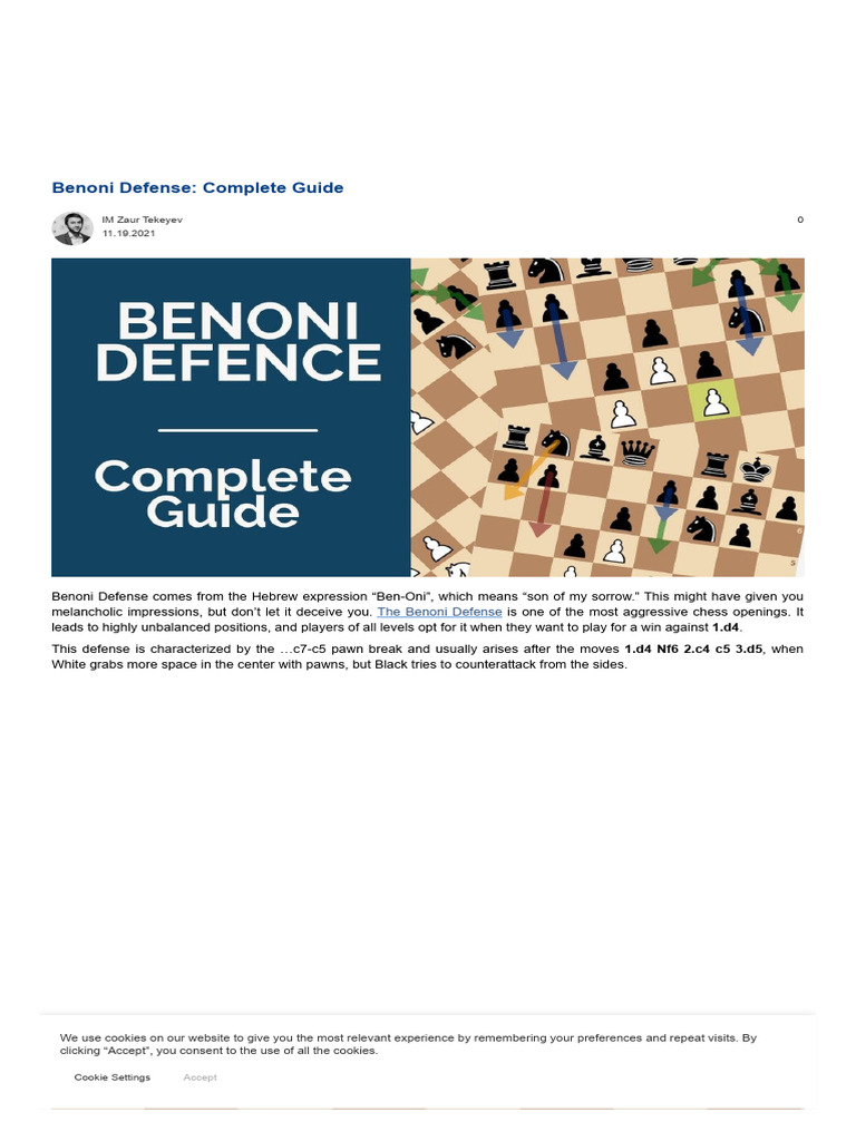 Benoni Defense - Complete Guide - TheChessWorld | PDF | Chess Openings ...