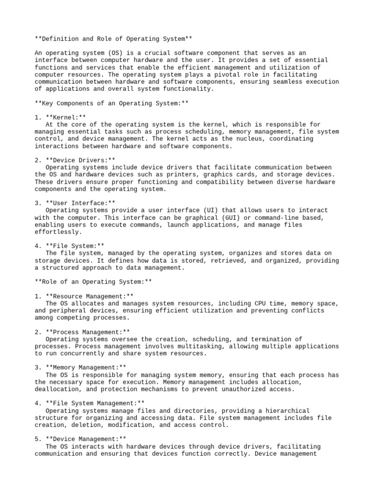 Definition and Role of Operating Sy - 111028 | PDF | Ip Address ...