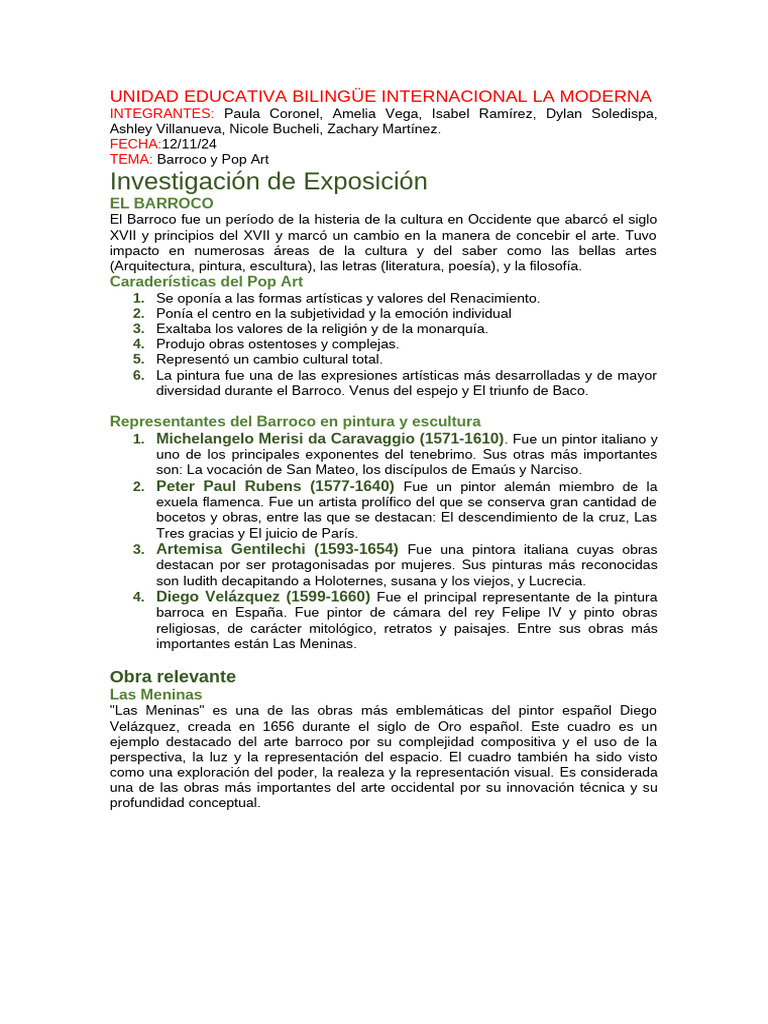 Barroco y Pop Art | PDF | Barroco | Pinturas