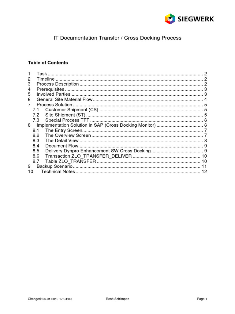 IT Documentation Transfer Cross Docking Process | PDF | Warehouse | Logistics