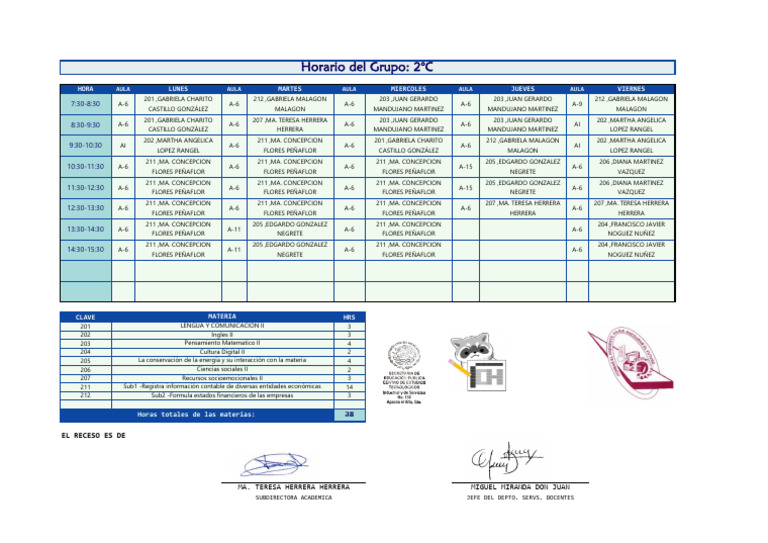 SEP Sems: Horario Del Grupo: 2°C | PDF