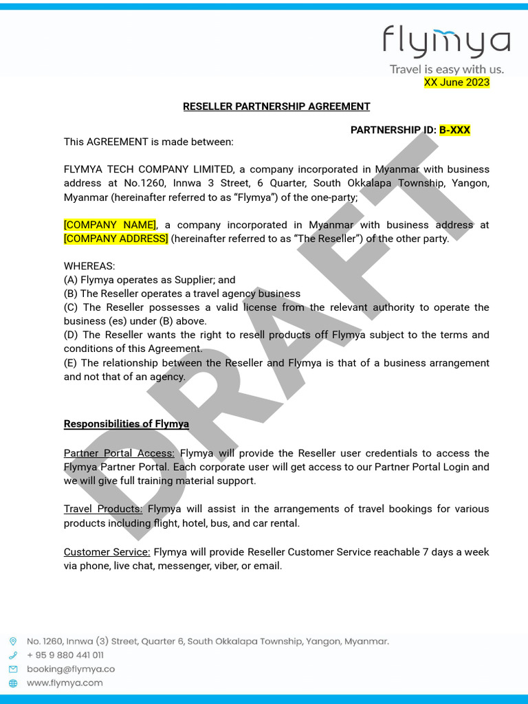 #Draft#202307xx_Reseller Partnership Agreement [AMEND TEMPLATE] | PDF