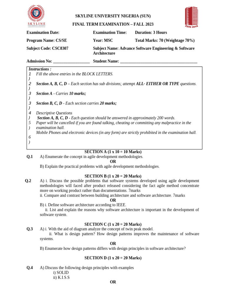 CSC8307 - Advance Software Engineering - Set 2 | PDF | Software ...