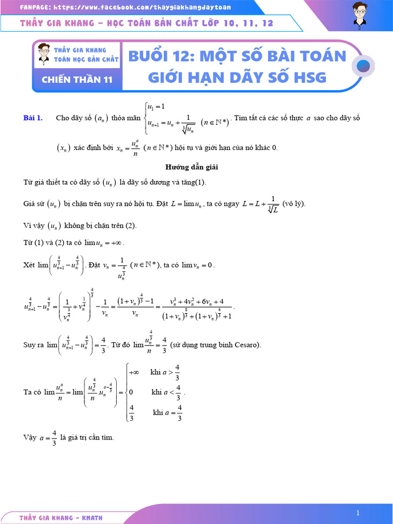 [Team Chiến Thần 11] Vdc12 - Giới Hạn Dãy Số Thi Hsg | PDF