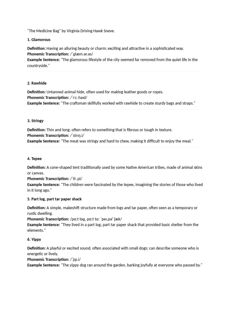 Glossary The Medicine Bag | PDF