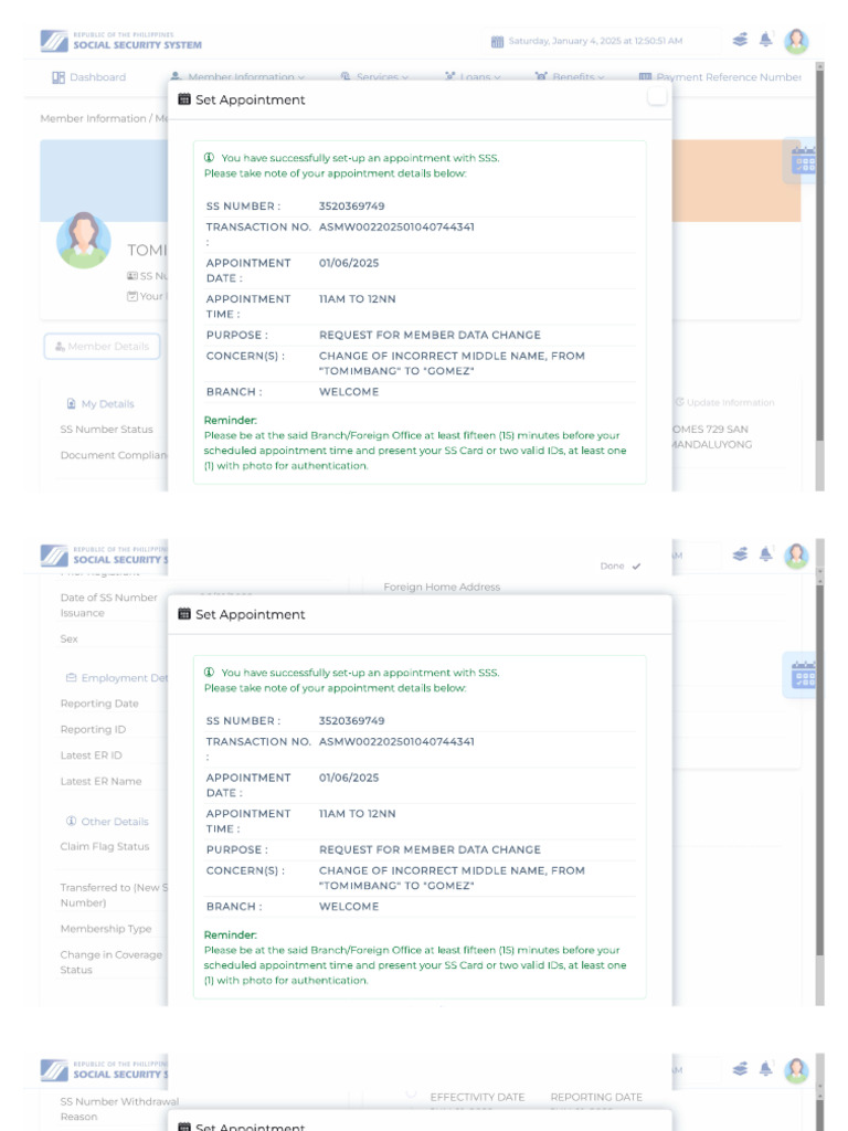 Appointment of Sss On Monday 11 PM | PDF
