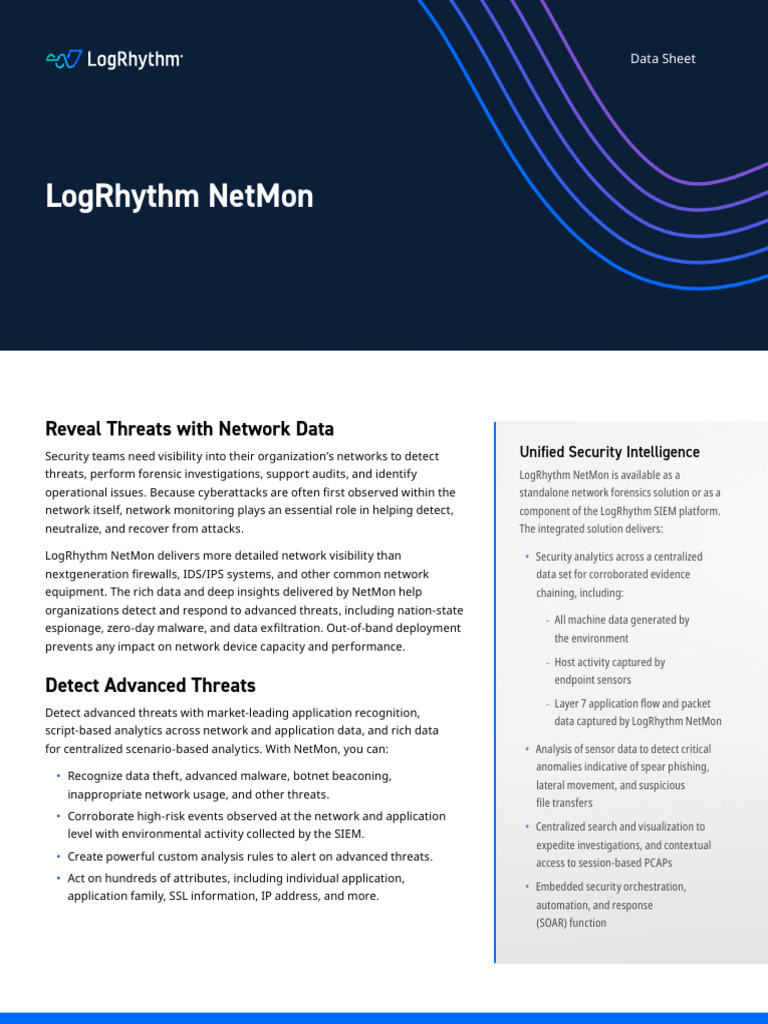 Logrhythm Na Logrhythm Netmon Data Sheet | PDF | Computer Network | Computing