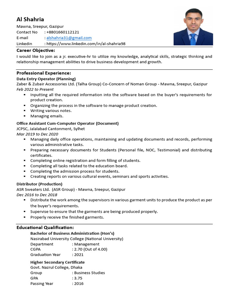 Al_Shahria_(BBA)_Hons | PDF | Computing