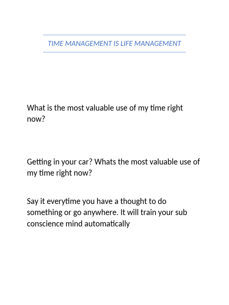 Time Management Is Life Management | PDF