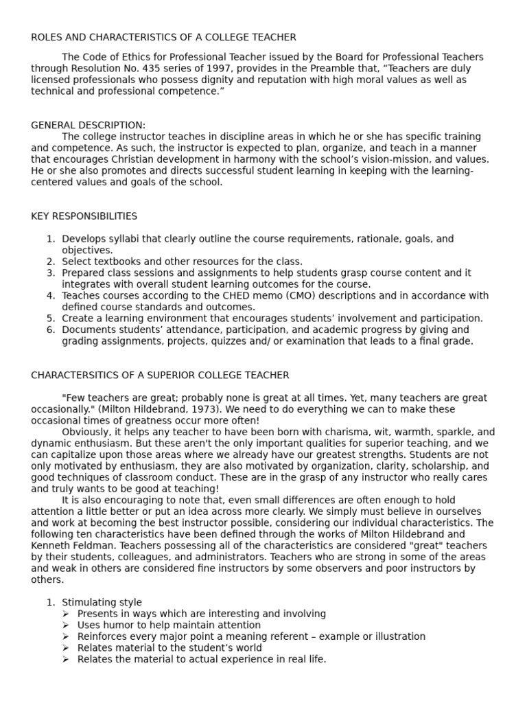 Characteristics of Effective College Teachers | PDF | Teachers | Learning