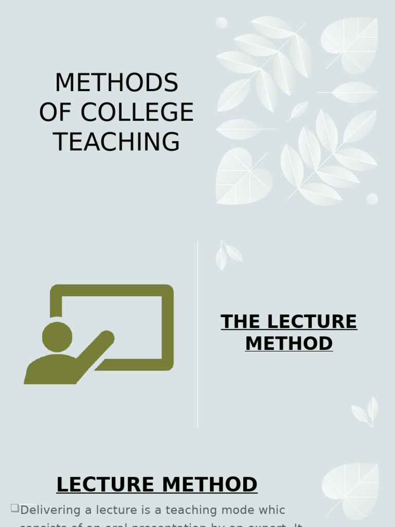 College Teaching Methods Explained | PDF | Lecture | Teachers