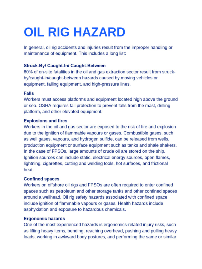 Oil Rig Safety Hazards and Solutions | PDF | Petroleum | Natural Gas