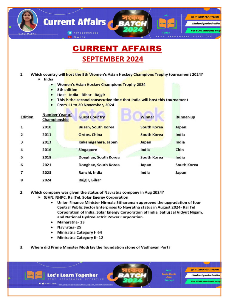 CA_ SEPTEMBER 2024_(with static GK)_2024_Note Book | PDF