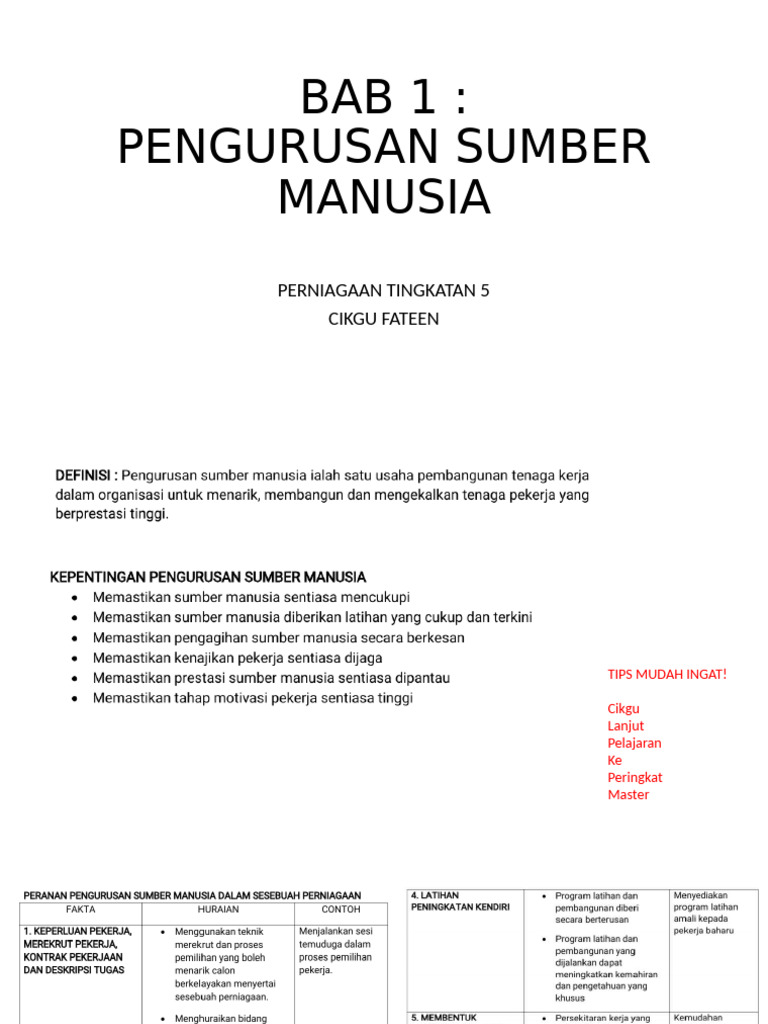 Nota Pengurusan Sumber Manusia Perniagaaan T5 | PDF