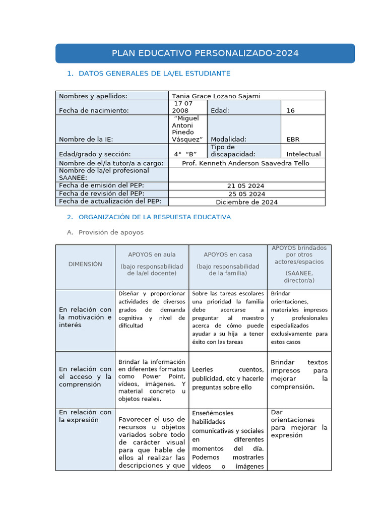 2024- 4B- Plan Educativo Personalizado | PDF | Medición | Experimentar